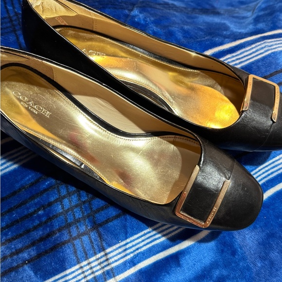 Coach | Shoes | Coach Black Flats With Gold Accents | Poshmark